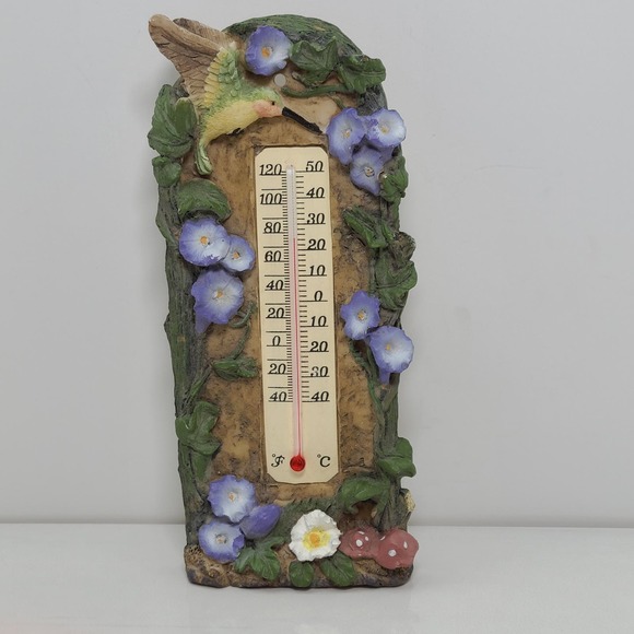 Vintage | Accents | Vintage Hanging Resin Thermometer Flowers ...